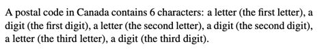 Solved A Postal Code In Canada Contains 6 Characters A