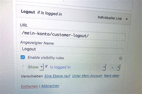 Logout Link In The Main Navigation Menu Without Additional Query