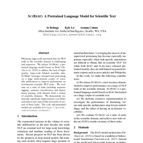 Scibert A Pretrained Language Model For Scientific Text Acl Anthology