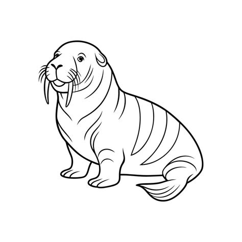 Walrus Outline Editable On White Background Perfect For Any Project