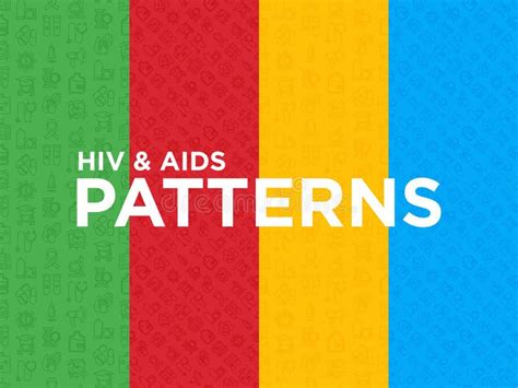 Four Different Hiv And Aids Seamless Patterns With Thin Line Icons