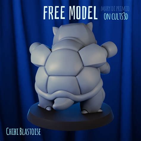 🐉 Chibi Blastoise Pokemon Kawaii・free Obj File For 3d Printing・cults