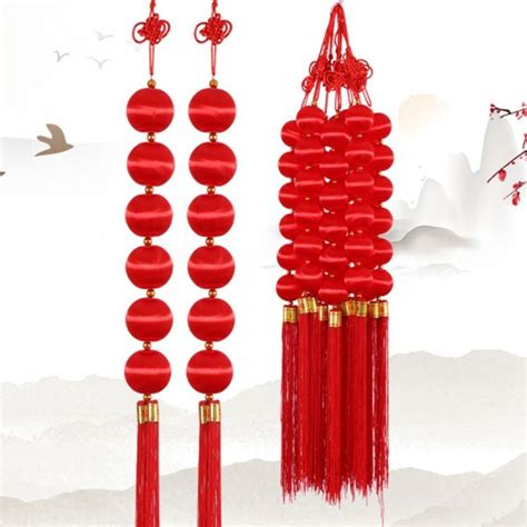 Tesdfd Red Ball Red Lantern Hangings Tassels Chinese Style Lantern