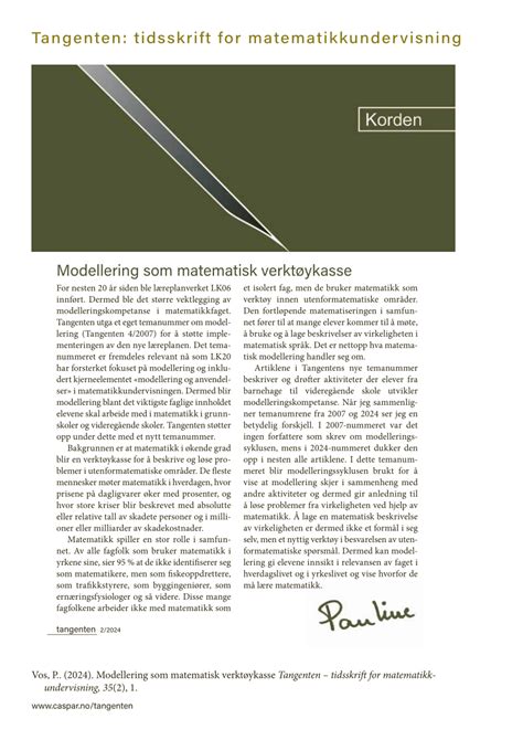 pdf modellering som matematisk verktøykasse [modelling as a mathematical toolbox]