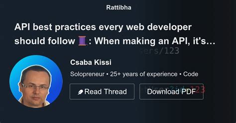 Api Best Practices Every Web Developer Should Follow 🧵 Thread From
