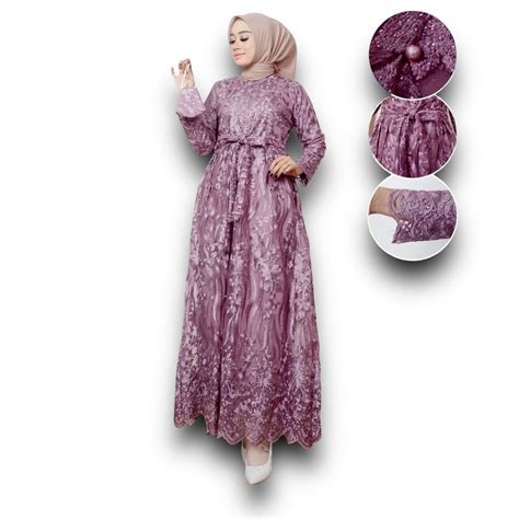 Jual GAMIS BUSUI FULL BRUKAT AMALIA KOMBINASI BRUKAT TILE BAJU