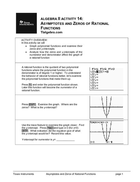 Asymptotes And Zeros Of Rational Functions Lesson Plan For 9th 12th Grade Lesson Planet