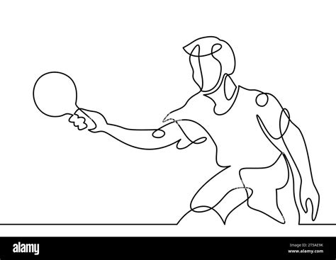 Ping Pong Player Continuous Line Drawing Stock Vector Image And Art Alamy