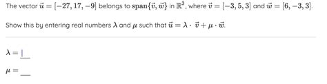 Solved The Vector Vec U 27 17 9 Belongs To Chegg Com