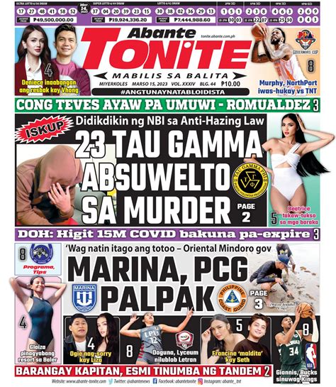 Tonite Front Page | Balita ngayong Marso 15, 2023 | Abante Tonite