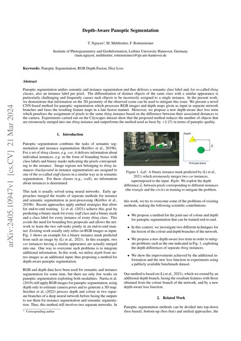 Pdf Depth Aware Panoptic Segmentation