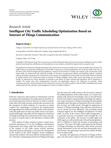Pdf Intelligent City Traffic Scheduling Optimization Based On