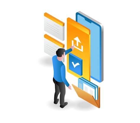 Premium Vector Man Uploading Data With Smartphone