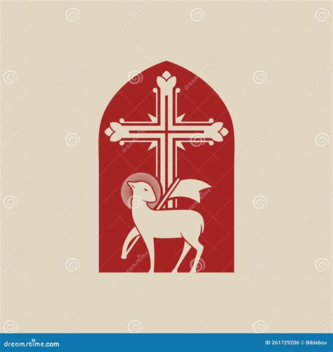Christian Illustration Lamb Of God And Crucifixion Cross