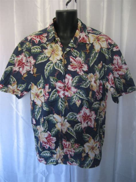 Kahala Men S Hula Girl Hibiscus Hawaiian Button Down Shirt Sz L Pre Owned