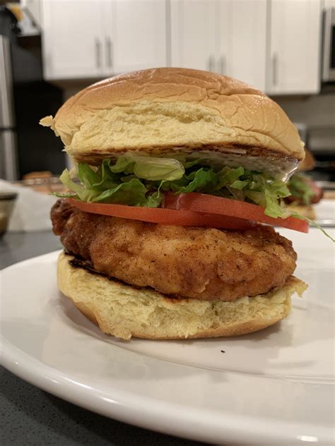 Homemade Spicy Fried Chicken Sandwich Rfoodporn