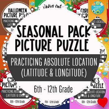 SEASONAL GEOGRAPHY PICTURE LATITUDE LONGITUDE PUZZLE BUNDLE FULL VERSION