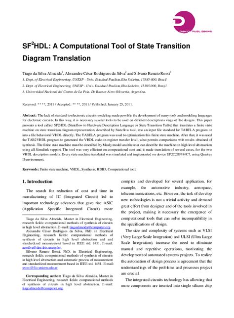 Pdf Hdl A Computational Tool Of State Transition Diagram Translation