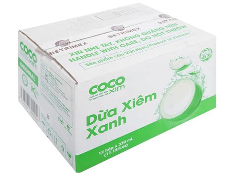 Thùng 12 Hộp Nước Dừa Xiêm Xanh Cocoxim 330ml Quality For Life