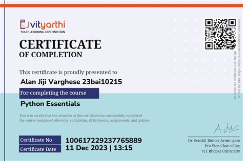 Alan Jiji Varghese On Linkedin Completed The Python Essentials Course