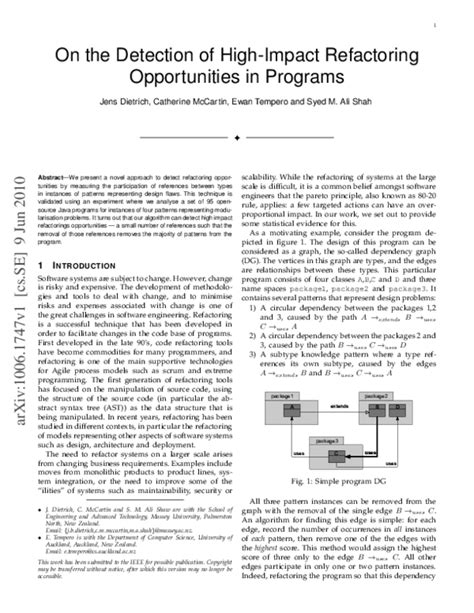 Pdf On The Detection Of High Impact Refactoring Opportunities In Programs