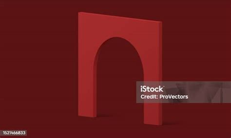Red 3d Archway Curved Angular Construction Vertical Arc Block For