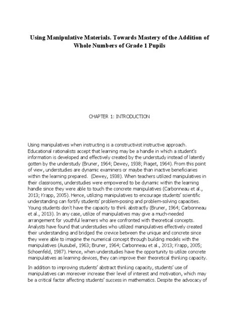 Using Manipulative Materials Pdf Neuroscience Teaching