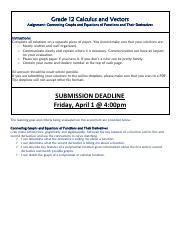 Curve Sketching Assignment Pdf Grade 12 Calculus And Vectors