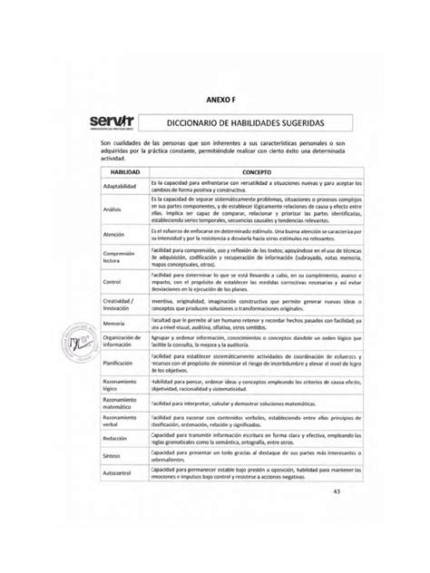 Diccionario De Habilidades Sugeridas De Servir Pdf