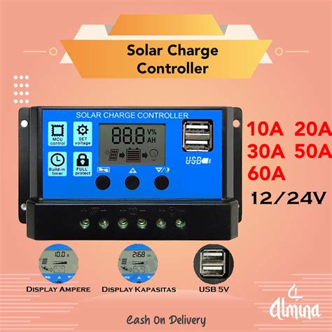 Jual Solar Charge Controller LCD LED Display Solar PWM 12V 24V 10A 20A