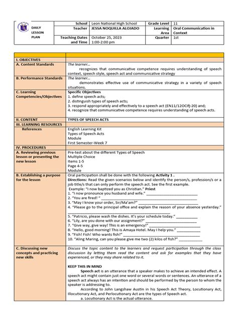 W7 Types Of Speech Acts Pdf Learning Linguistics