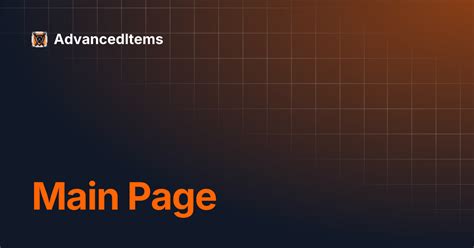Main Page AdvancedItems