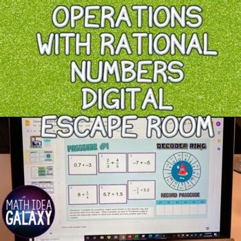 Operations With Rational Numbers Digital Escape Room By Idea Galaxy