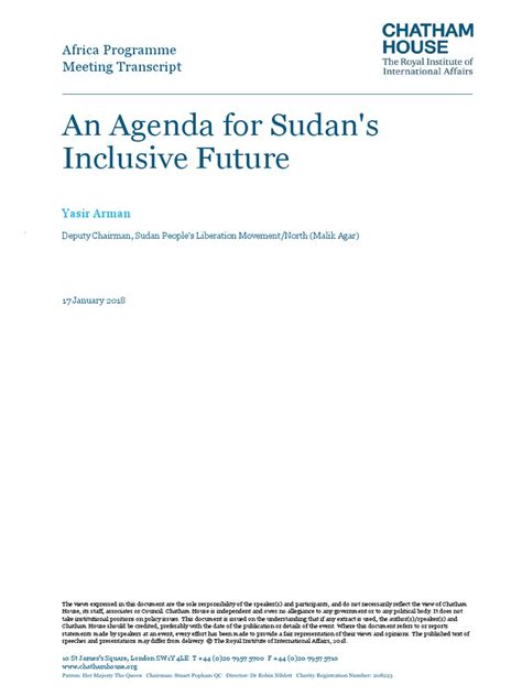 An Agenda For Sudans Inclusive Future Pdf Sudan Islamism
