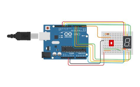 circuit design display 7 segmentos con arduino Ánodo tinkercad