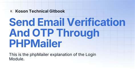 Send Email Verification And Otp Through Phpmailer Koson Technical Gitbook