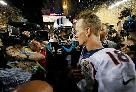 Cam Congratulated Peyton With A Huge Smile Super Bowl Peyton Manning