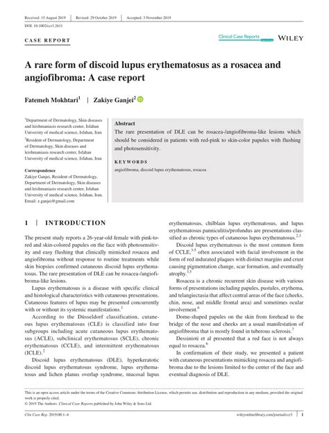 Pdf A Rare Form Of Discoid Lupus Erythematosus As A Rosacea And