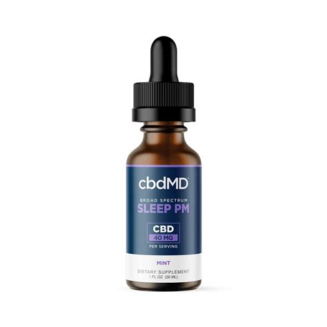 Cbdmd Cbd Pm Tincture For Sleep Broad Spectrum Thc Free Mint 1fl Oz