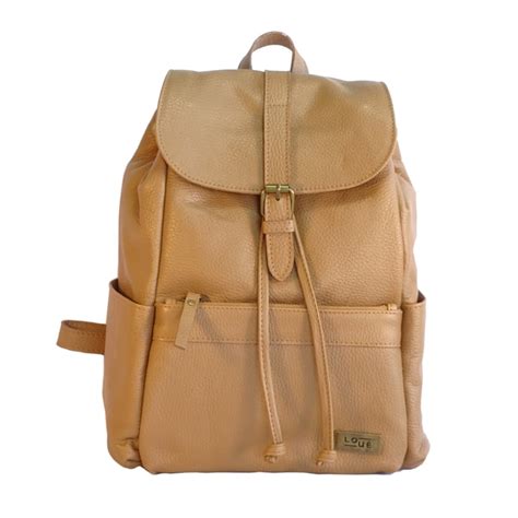 Loue Mochila De Cuero Natural Marca Loué Modelo Josefina Color Beige