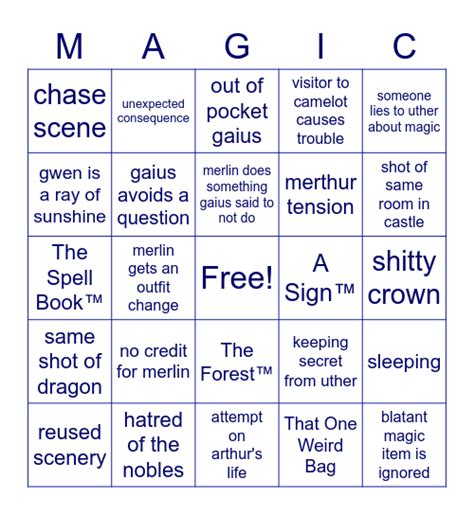 Merlin Bingo Card