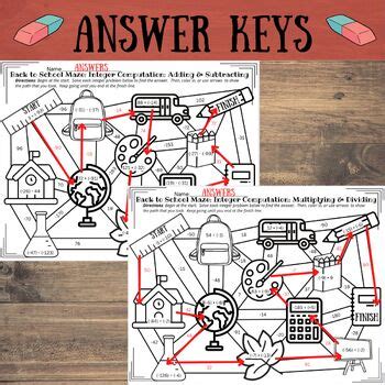 Back To School Maze Integer Computation By Strategic Teaching TPT