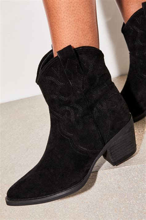 Buy Lipsy Black Regular Fit Pull On Ankle Pointed Western Heel Suedette