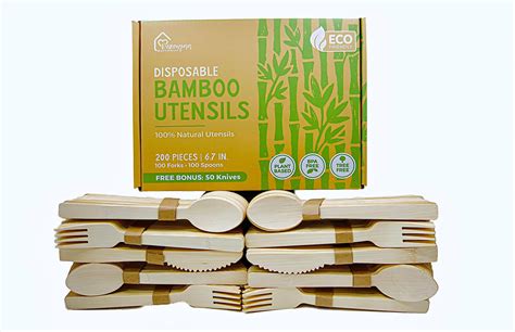 Amazon Composto Disposable Wooden Cutlery Set 360 PCS Natural