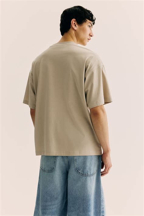 Oversized Fit T Shirt Beige Men Handm Us