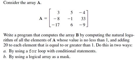 Consider The Array A Write A Program That Computes Chegg Com
