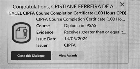 Cristiane Ferreira De Araujo Melo On Linkedin Cipfa Diploma In