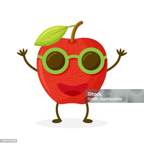 滑稽的紅蘋果人物吉祥物裝飾元素卡通向量插圖孤立在白色背景紅蘋果搞笑性格孩子保健的概念向量插圖向量圖形及更多健康飲食圖片 Istock