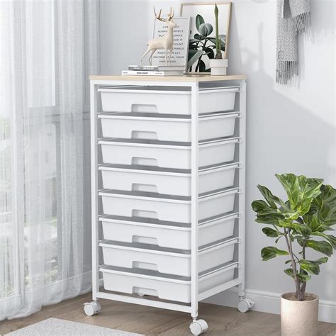 Sykiariol 8 Drawers Rolling Storage Trolley Utility Storage Cart On