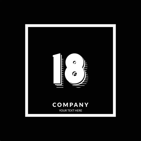 18 Number Initial Logo Template With Rectangle Design 13318321 Vector